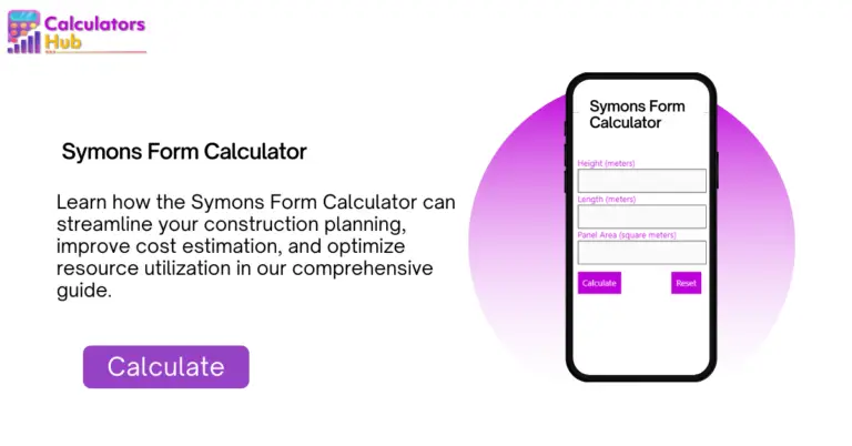 Symons Form Calculator Online - CalculatorsHub Symons Form Calculator Online - CalculatorsHub